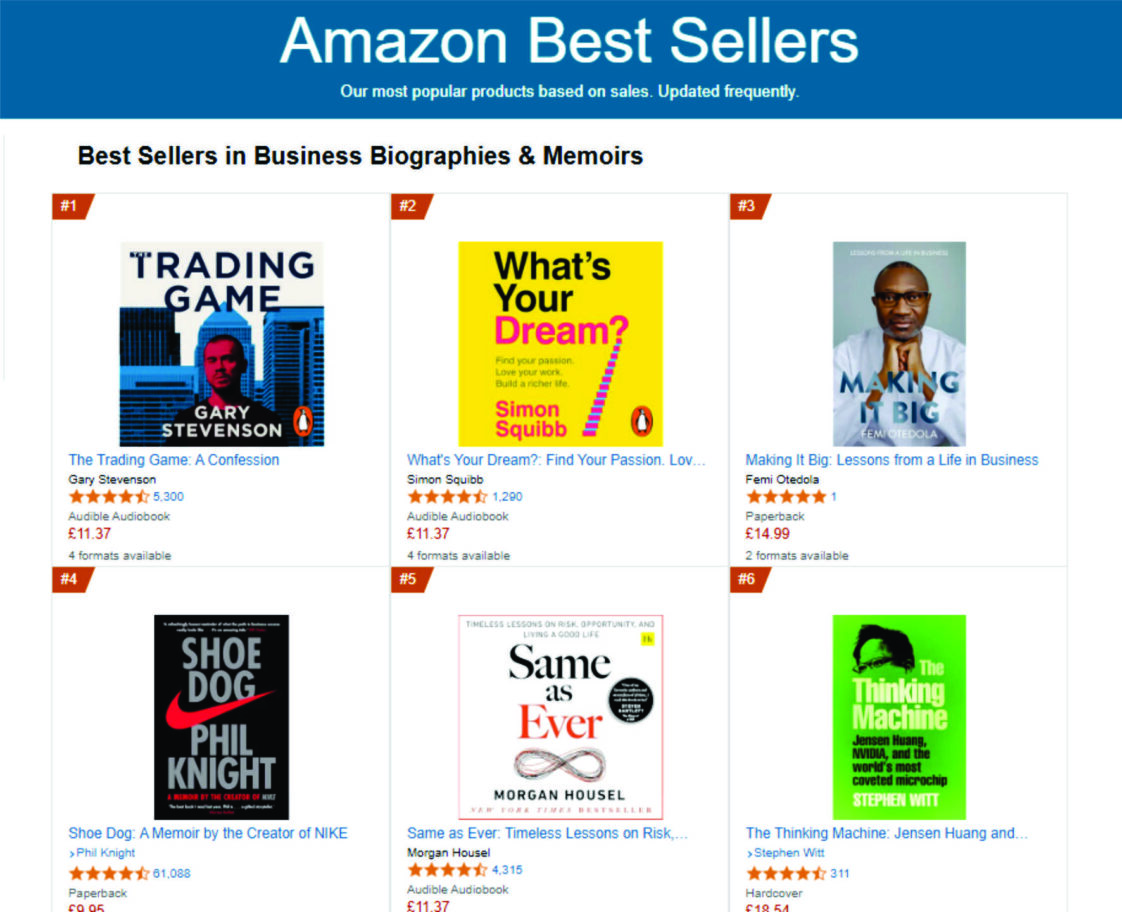 Otedola’s Making It Big jumps to number 3 on Amazon best seller list ...